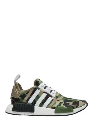 Adidas A Bathing Ape X Nmd_r1 'olive Camo' Sneakers - Green