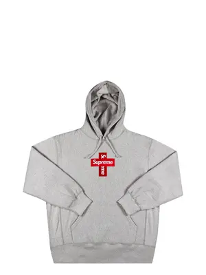 Supreme Cross Box Logo Hooded Sweatshirt - Grey