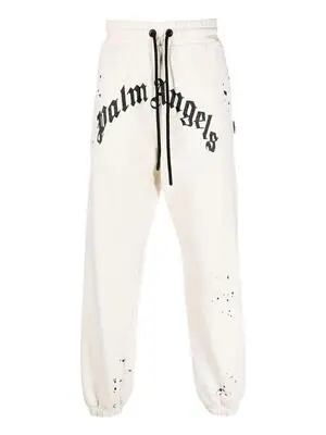 Palm Angels Glittered Logo Sweatpants - White