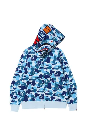 A BATHING APE Big Abc Camo Shark Full Zip Hoodie - Blue