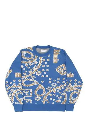 Rhude Bandana Knit Crewneck - Blue