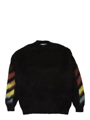 Off-White Diag Brushed Mohair Crewneck Sweater - Black