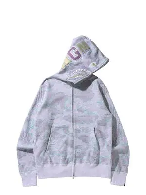 A BATHING APE Camo Shark Full Zip Hoodie - Grey