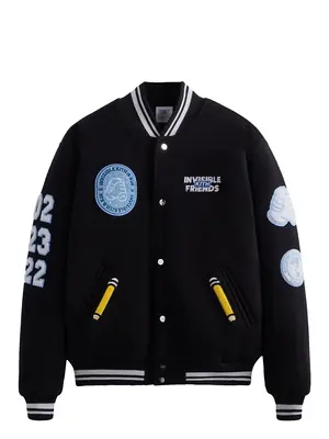Kith X Invisible Friends Manteco Wool Varsity Jacket - Black