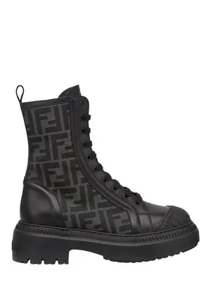 Fendi Ff Motif Domino Biker Boot - Black