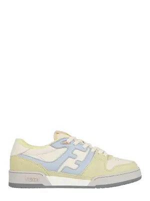 Fendi Ff Mixed Leather Low Top Sneakers - Yellow