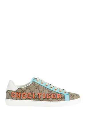 Gucci Ace Gg Supreme Tiger Print Sneakers - Tan