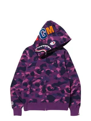 A BATHING APE Color Camo Shark Full Zip Hoodie - Purple