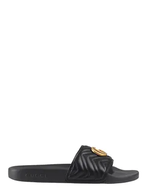 Gucci Matelassé Slide With Double G - Black