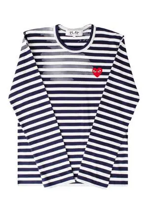 Play Comme Des Garcon Striped Long-sleeve T-shirt - Blue