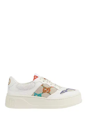 Gucci Gg Multicolor Embroidered Sneakers - White
