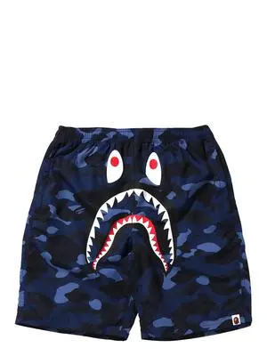 A BATHING APE Color Camo Shark Beach Shorts - Blue