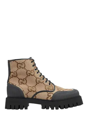 Gucci Maxi Gg Lace-up Boots - Brown