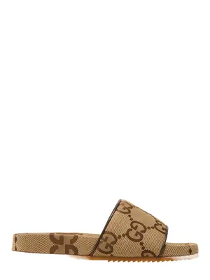 Gucci Gg Canvas Slide Sandal - Brown