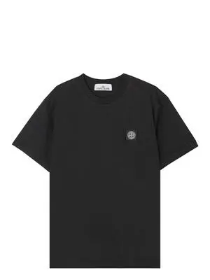Stone Island Garment Dyed Logo T-shirt - Black
