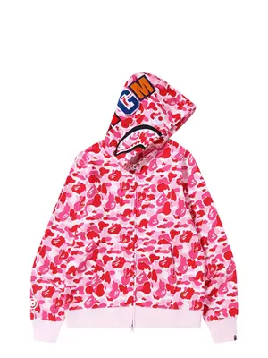 A BATHING APE Abc Camo Shark Full Zip Hoodie - Pink