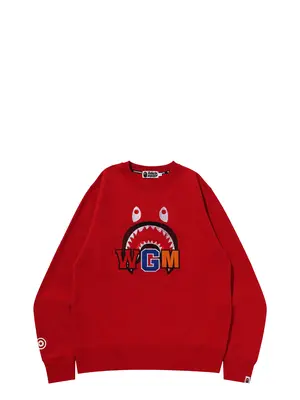 A BATHING APE Shark Embroidery Crewneck - Red