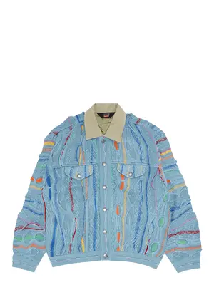 Supreme X Coogi Knit Trucker Jacket - Blue