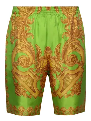 Versace Barocco 660 Silk Shorts - Green