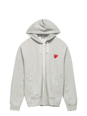 Play Comme Des Garcon Heart Logo Zip Up Hoodie - Grey