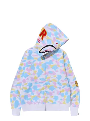 A BATHING APE Multi Camo 2nd Shark Full Zip Hoodie - White