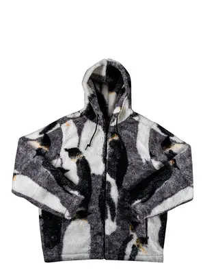 Supreme Penguins Hooded Fleece Jacket - Black