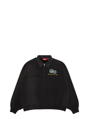 Supreme Denim Collar Half Zip Sweatshirt - Black