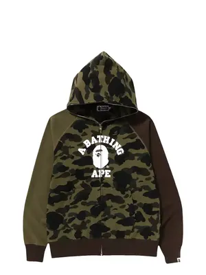A BATHING APE 1st Camo Crazy College Full Zip Hoodie - Green