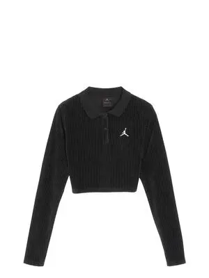 JORDAN Flight Velour Cropped Top - Black