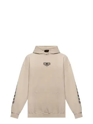Balenciaga Bb Logo Embroidered Popover Hoodie - Tan