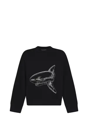 Palm Angels Split Shark Crewneck - Black