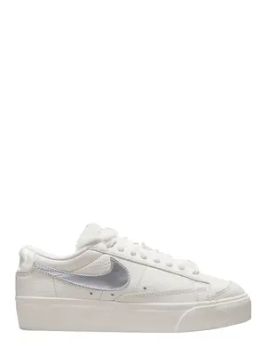 Nike Blazer Low Platform Faux Sherpa Fur Sneakers - White