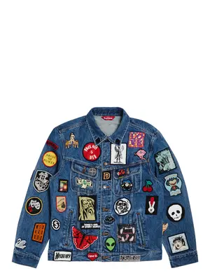 Supreme Patches Denim Trucker Jacket - Blue