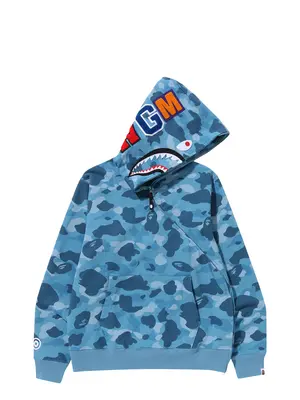 A BATHING APE Honeycomb Camo Shark Full Zip Hoodie - Blue