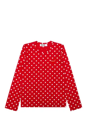 Play Comme Des Garcon Polka Dot Long Sleeve T-shirt - Red