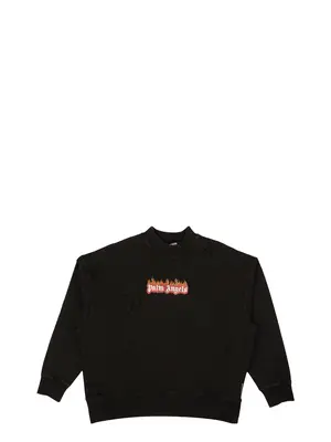 Palm Angels Burning Logo Crewneck /white - Black