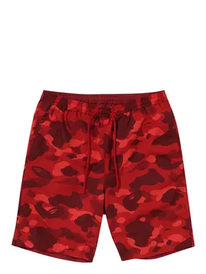 A BATHING APE Color Camo Shark Reversible Shorts - Red