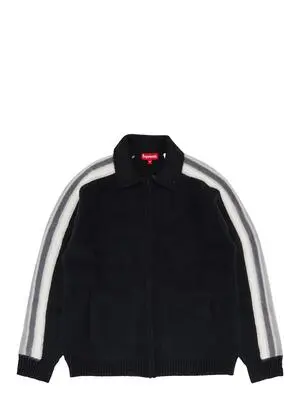 Supreme Sleeve Stripe Zip Up Sweater - Black