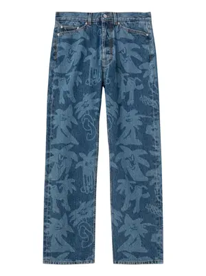 Palm Angels Palmity All Over Laser Denim Jeans - Blue