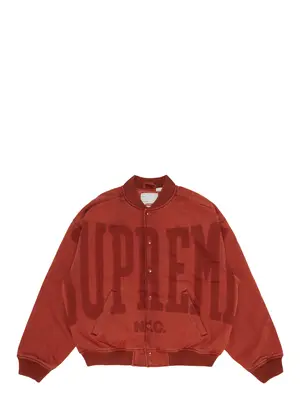 Supreme Supreme Washed Knockout Denim Varsity Jacket Orange