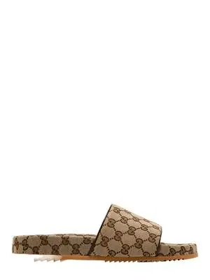 Gucci Gg Canvas Slide Sandal - Brown