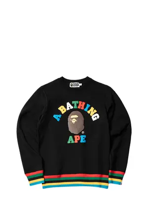 A BATHING APE College Line Rib Crewneck - Black