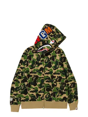 A BATHING APE Big Abc Camo Shark Full Zip Hoodie - Green