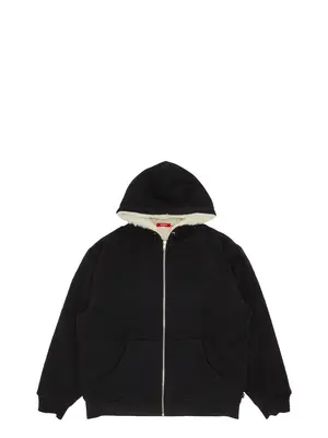Supreme Faux Fur Lined Zip Up Hooded Sweatshirt - Black