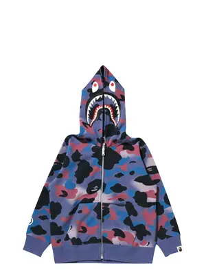 A BATHING APE Grid Camo Shark Zip Hoodie - Purple