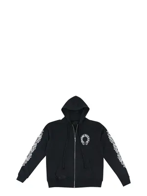 トップス Chrome Hearts Horseshoe Floral Cross Zip Buy Chrome Hearts Horseshoe Floral Cross-Sleeve Zip Up Hoodie