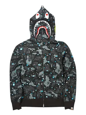 A BATHING APE BAPE Space Camo Shark Full Zip Hoodie Black
