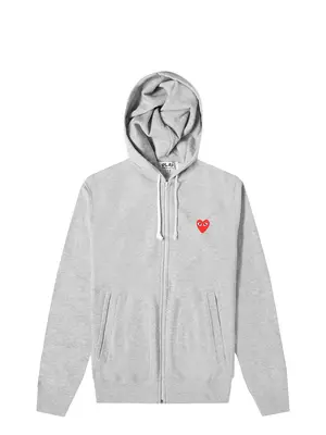 Play Comme Des Garcon Zip-up Hoodie - Grey
