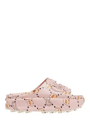 Gucci X Pikarar 'gg Animal Print' Slide Sandal - Pink