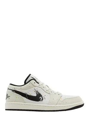 JORDAN 1 Low Brushstroke Swoosh Paint Splatter - White